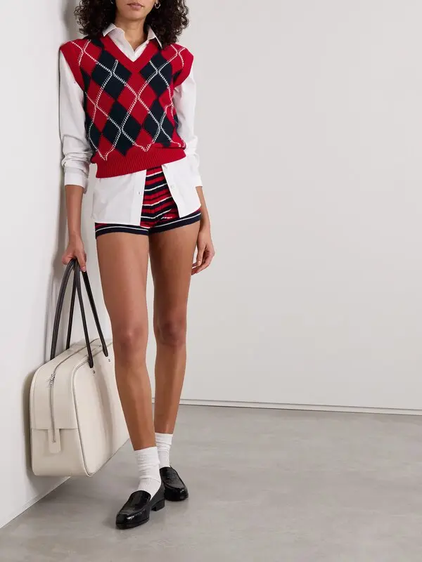 Guest In Residence Argyle Cotton-jacquard Vest