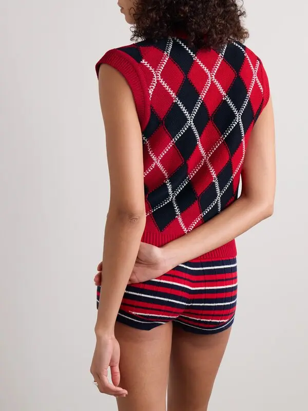 Guest In Residence Argyle Cotton-jacquard Vest