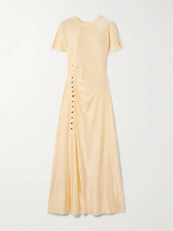 Rabanne Embellished Stretch-satin Maxi Dress - Neutrals