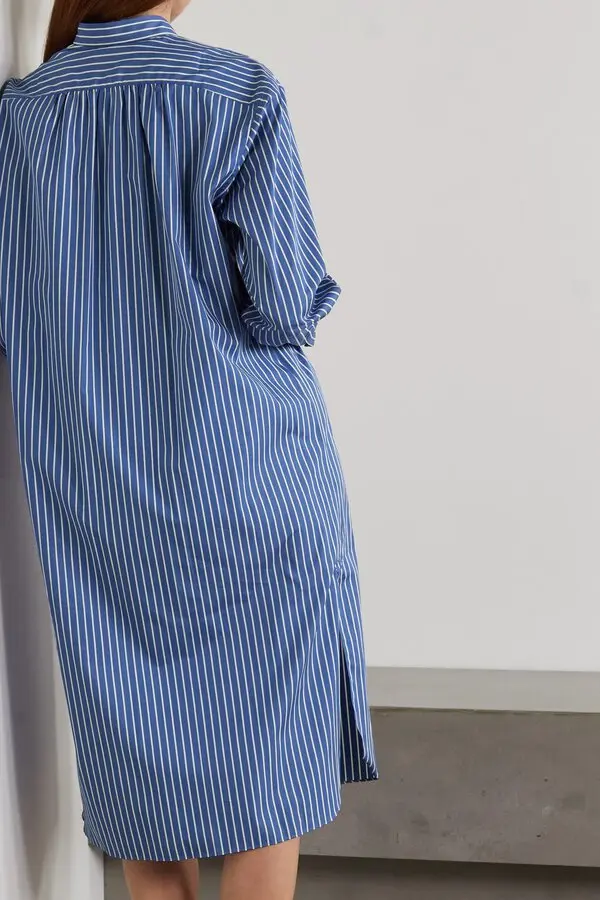 Charvet Elysee Oversized Striped Cotton-poplin Nightdress - Blue
