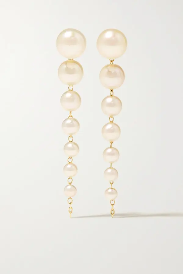 Mizuki 14-karat Akoya Pearl Drop Earrings - Gold