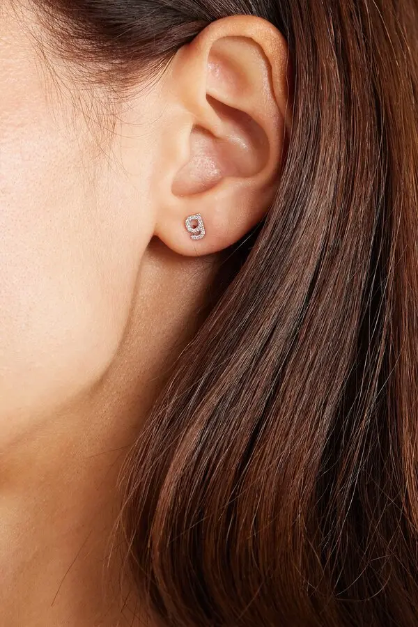 STONE AND STRAND Alphabet Diamond Stud Earring