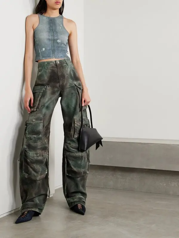 Acne Studios Cropped Ribbed Printed Tank - Blue