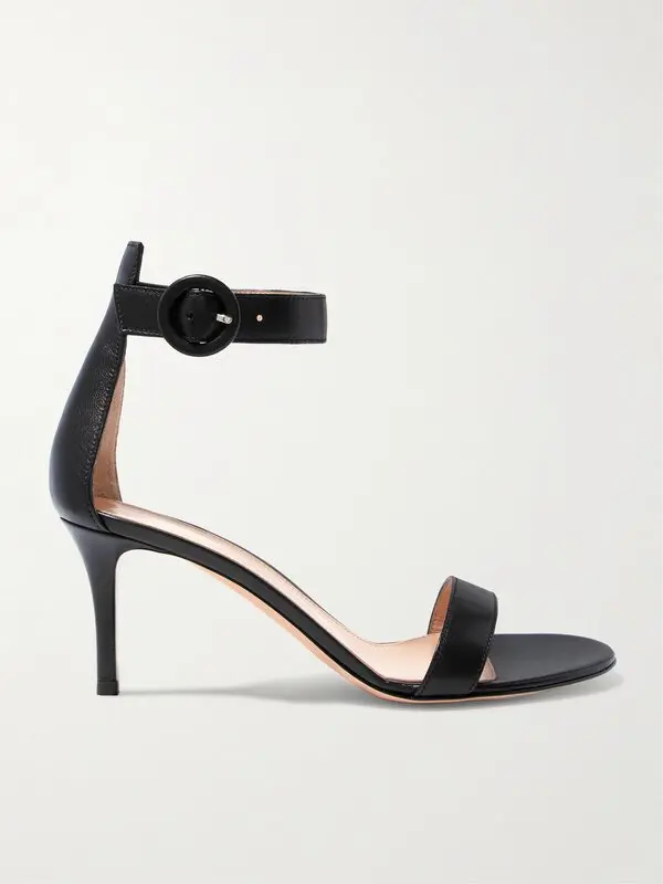 GIANVITO ROSSI Portofino 70 Leather Sandals - Black