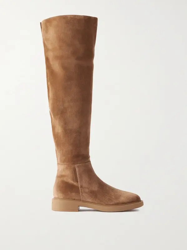 GIANVITO ROSSI Lexington Suede Over-the-knee Boots - Neutrals