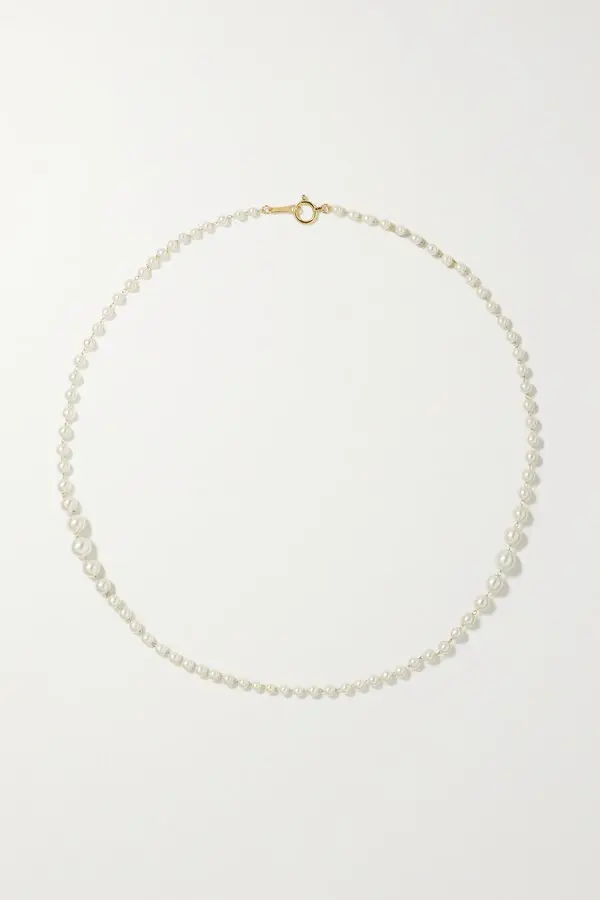 Mizuki 14-karat Akoya Pearl Necklace - Gold