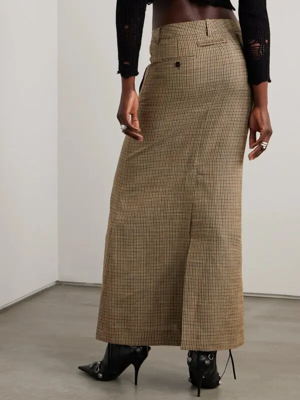 Acne Studios Embroidered Checked Linen-blend Maxi Skirt