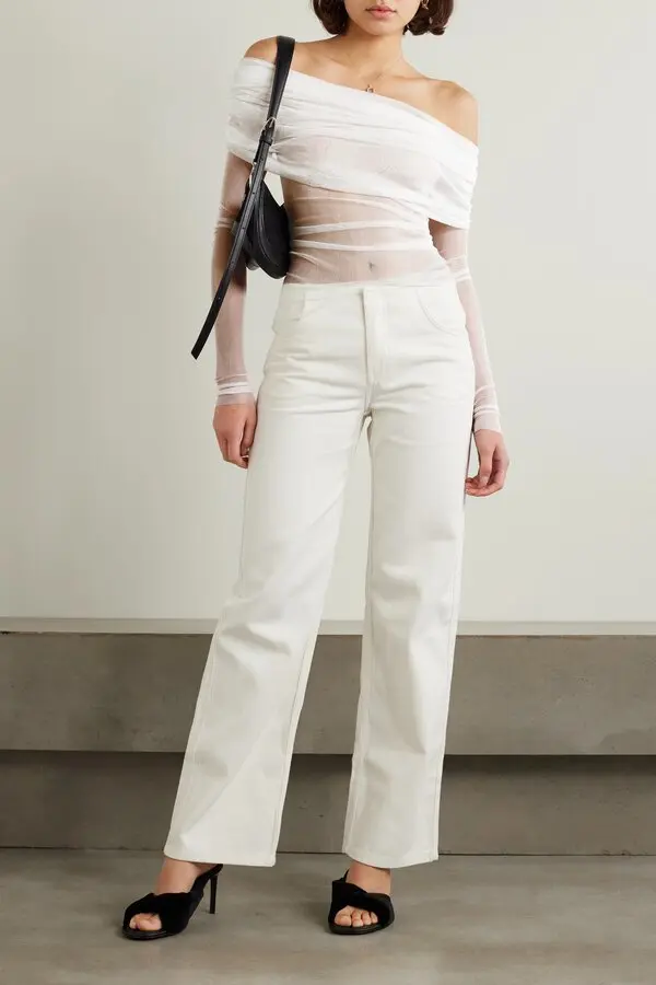 Christopher Esber Off-the-shoulder Silk-tulle Top - White