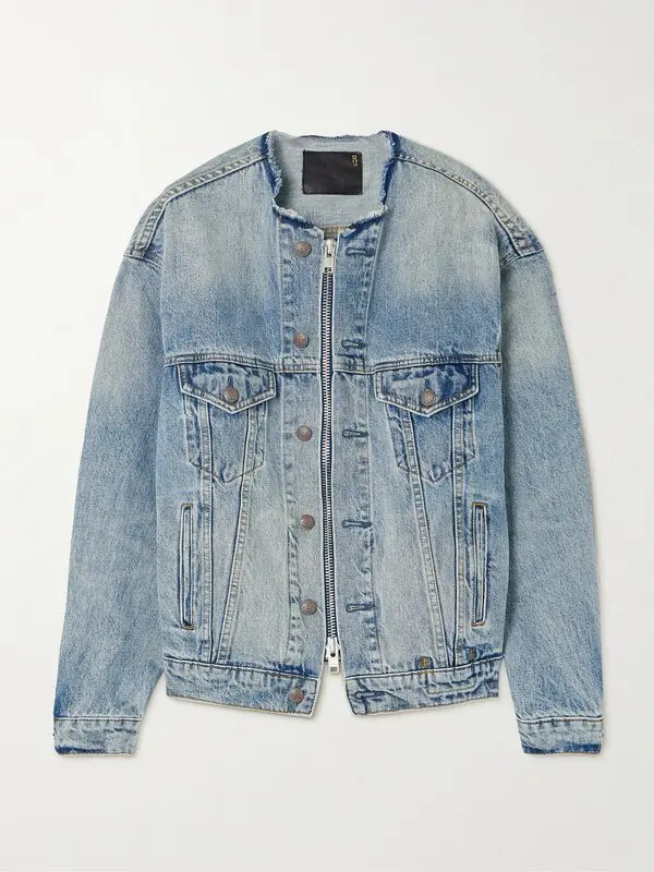 R13 Distressed Denim Trucker Jacket
