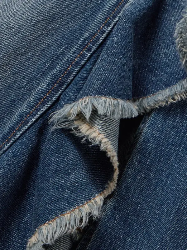 Acne Studios Frayed Distressed Denim Midi Dress