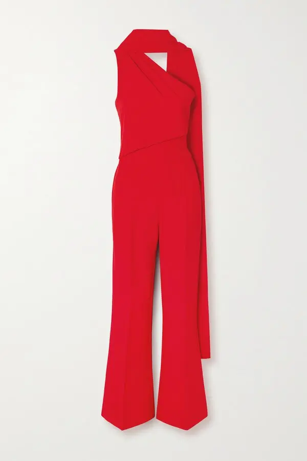 Roland Mouret Scarf-detailed Asymmetric Jumpsuit - Red