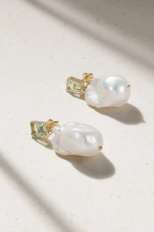 Mateo 14-karat Pearl And Amethyst Earrings - Gold