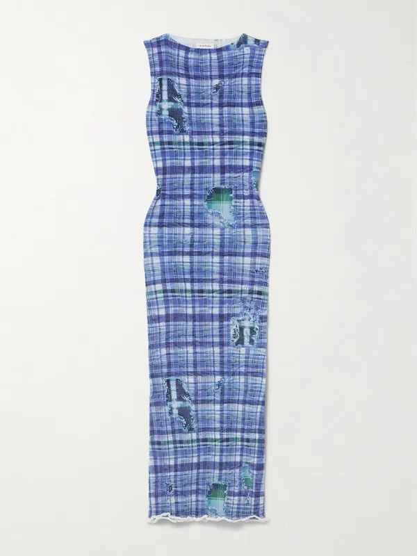 Acne Studios Printed Ribbed Stretch-knit Midi Dress