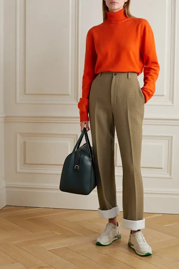 THE ROW Gustavo Brushed Wool-blend Straight-leg Pants