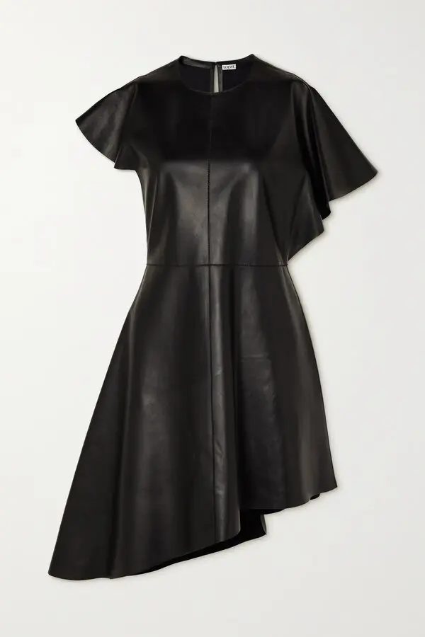 Loewe Asymmetric Paneled Faux Leather Dress