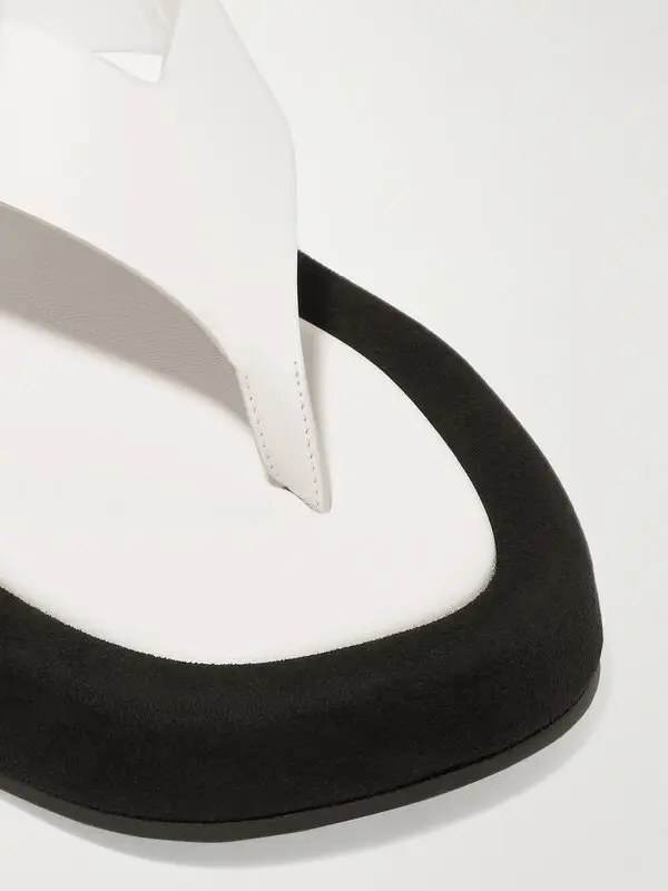 THE ROW Ginza Leather And Suede Platform Flip Flops - White