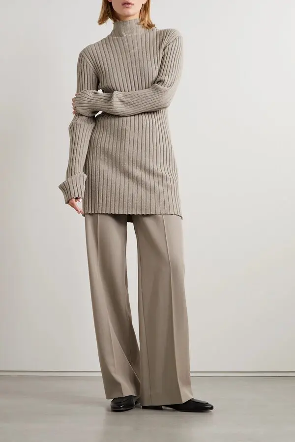 THE ROW Banew Wool-twill Straight-leg Trousers
