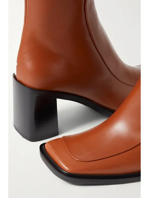 THE ROW Patch Paneled Leather Ankle Boots