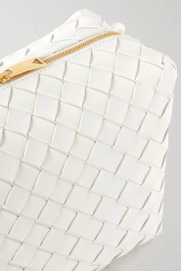 Bottega Veneta Loop Small Intrecciato Leather Shoulder Bag - White