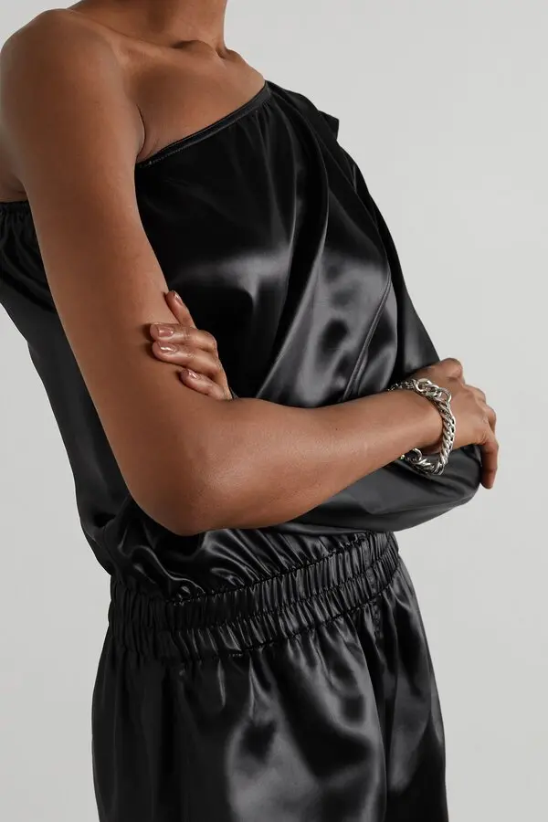 Rick Owens Convertible One-sleeve Satin Playsuit