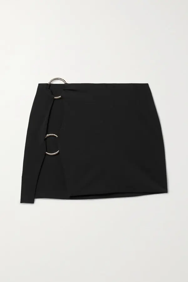LOUISA BALLOU Embellished Recycled Stretch-jersey Mini Skirt - Black