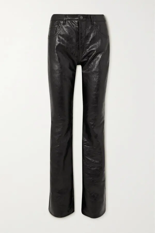 Acne Studios Crinkled Leather Straight-leg Pants - Black