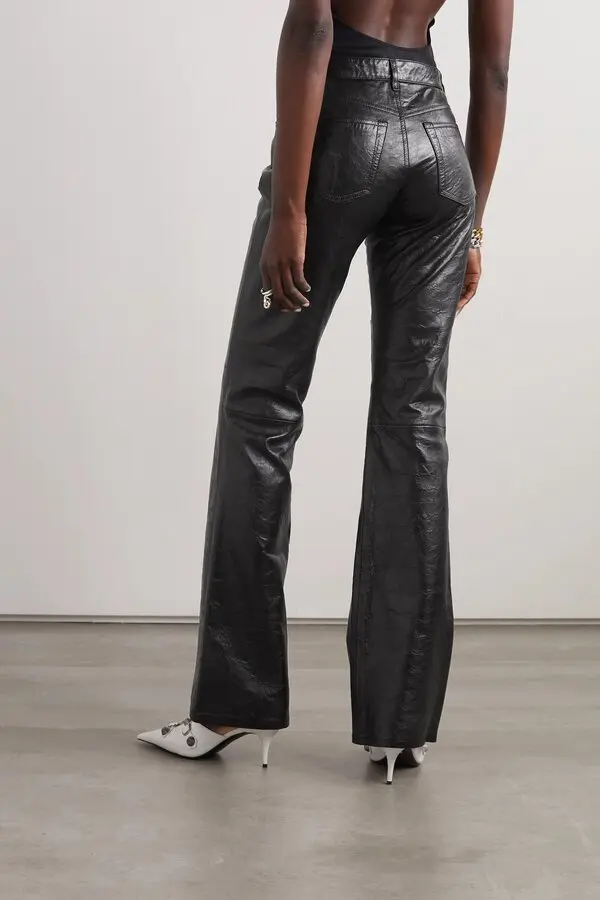 Acne Studios Crinkled Leather Straight-leg Pants - Black