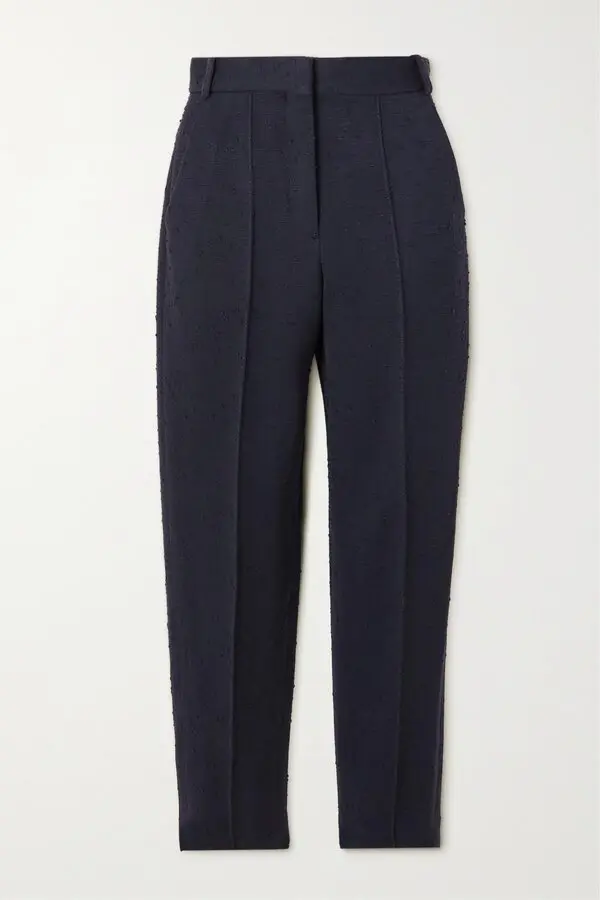 Tory Burch Pleated Wool-blend Tapered Trousers