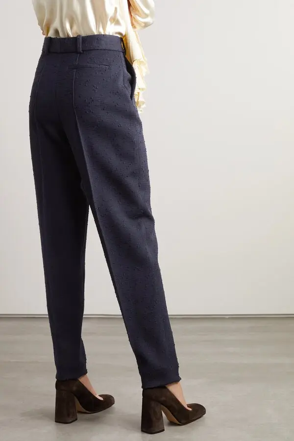 Tory Burch Pleated Wool-blend Tapered Trousers