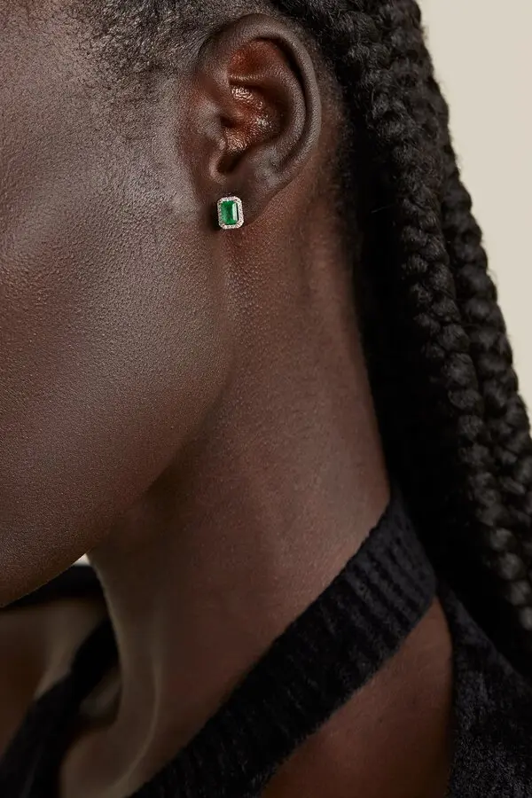 Mateo 14-karat Gold, Emerald And Diamond Stud Earrings