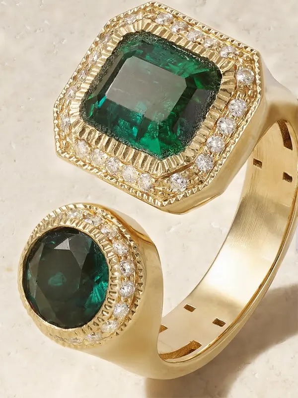 Jacquie Aiche 14-karat Gold, Diamond And Emerald Ring