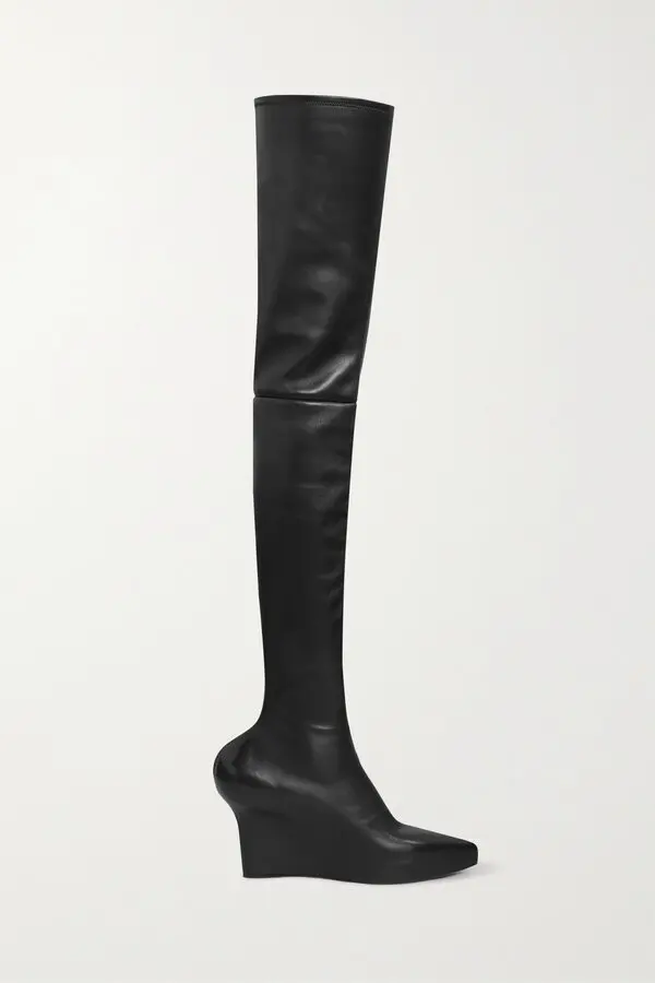 Givenchy Leather Over-the-knee Wedge Boots - Black
