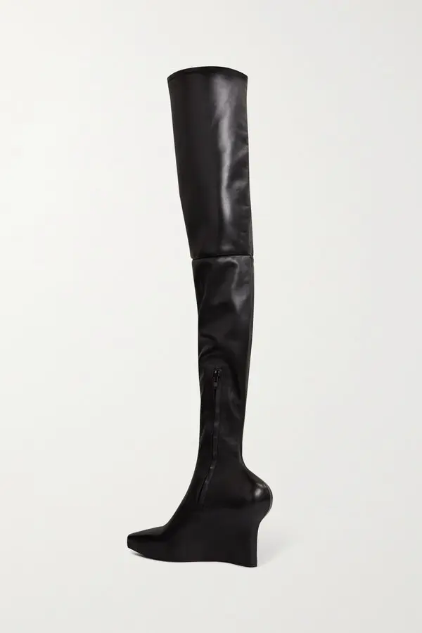 Givenchy Leather Over-the-knee Wedge Boots - Black