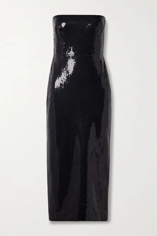 Alex Perry Strapless Sequined Crepe Midi Dress