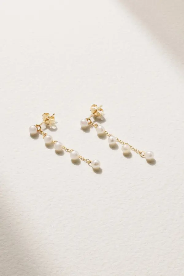 Mizuki Two Way 14-karat Pearl Earrings - Gold