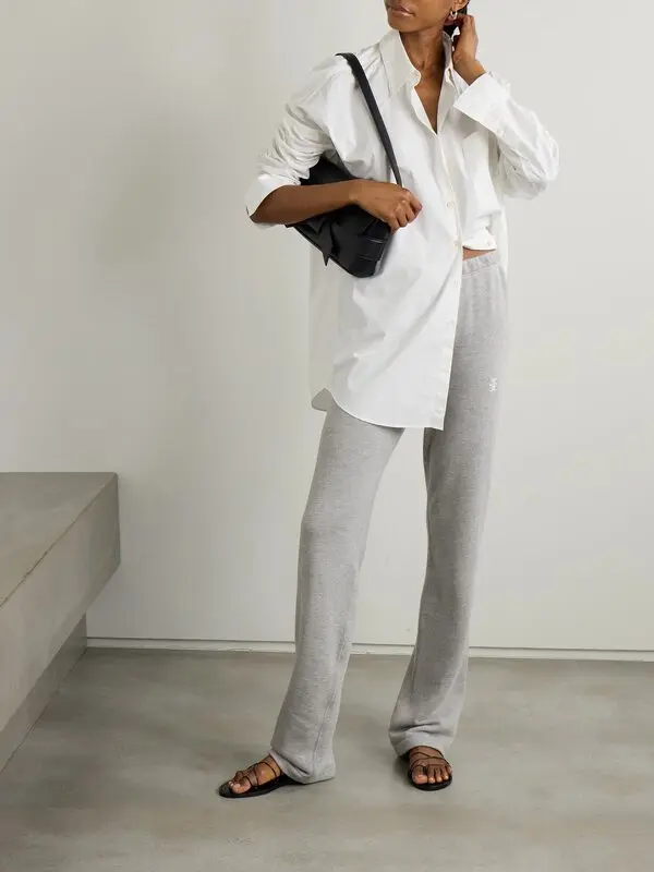 Eterne Embroidered Cotton And Modal-blend Jersey Sweatpants