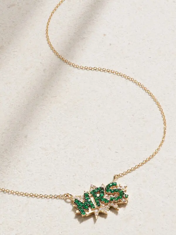 DIANE KORDAS Mrs. 18-karat Emerald And Diamond Necklace - Gold