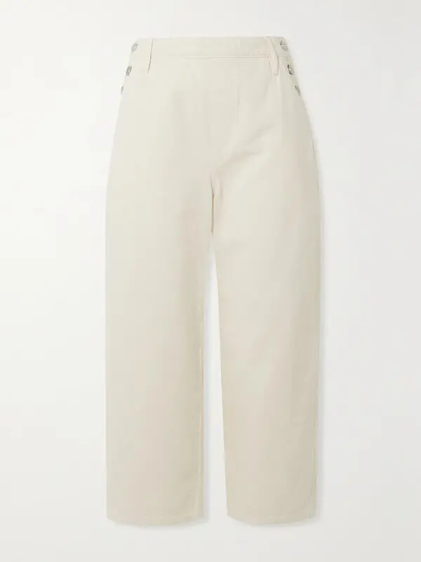 FRAME Cropped Wide-leg Cotton-twill Pants