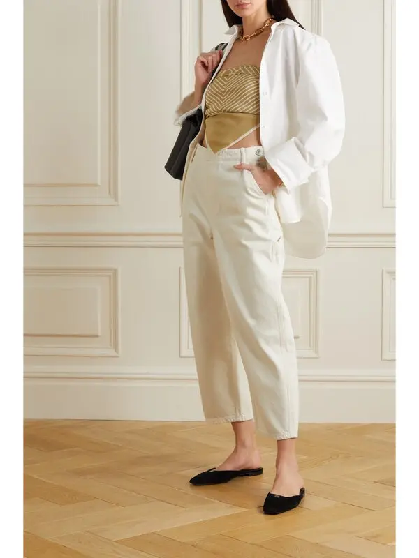 FRAME Cropped Wide-leg Cotton-twill Pants