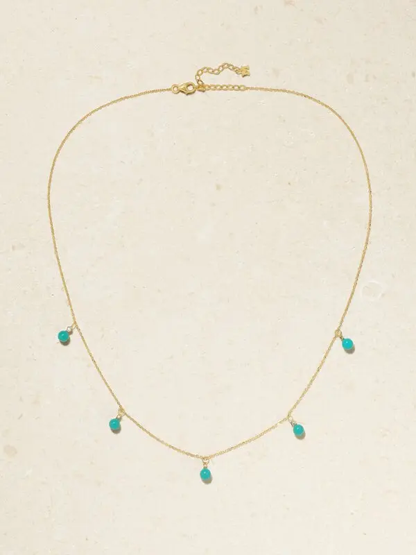 Mateo 14-karat Turquoise And Diamond Necklace - Gold
