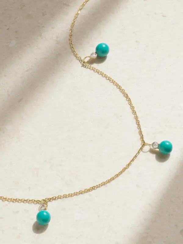 Mateo 14-karat Turquoise And Diamond Necklace