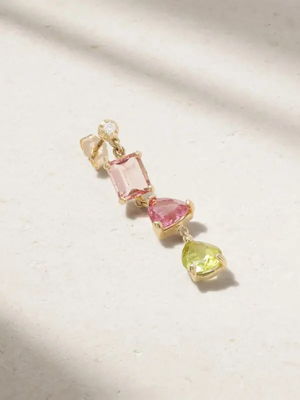 Jacquie Aiche 14-karat Gold Multi-stone Single Earring - Green