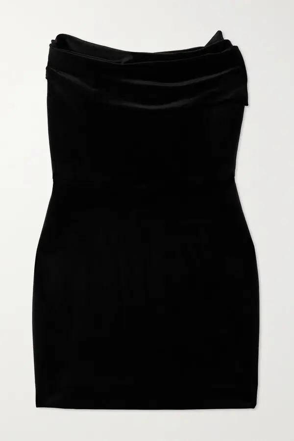 Alex Perry Strapless Draped Stretch-velvet Mini Dress