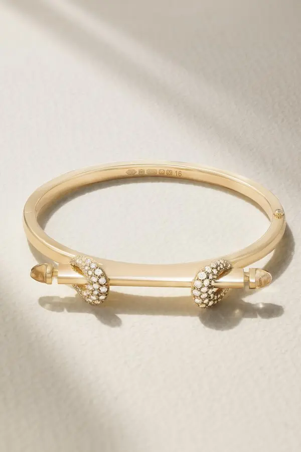 ANANYA Chakra Icon 18-karat Diamond And Quartz Bangle - Gold