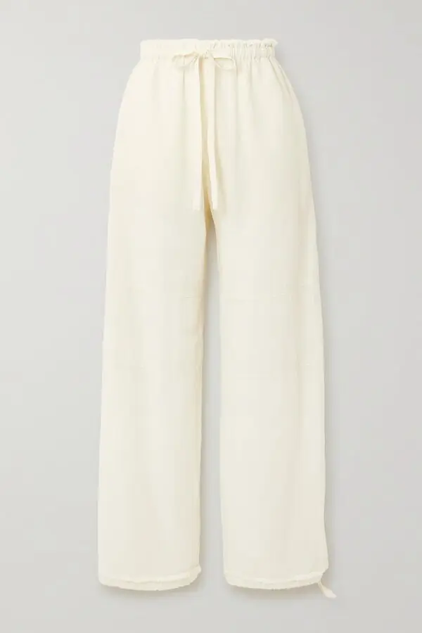 Acne Studios Cotton And Linen-blend Wide-leg Trousers With Frayed Trims