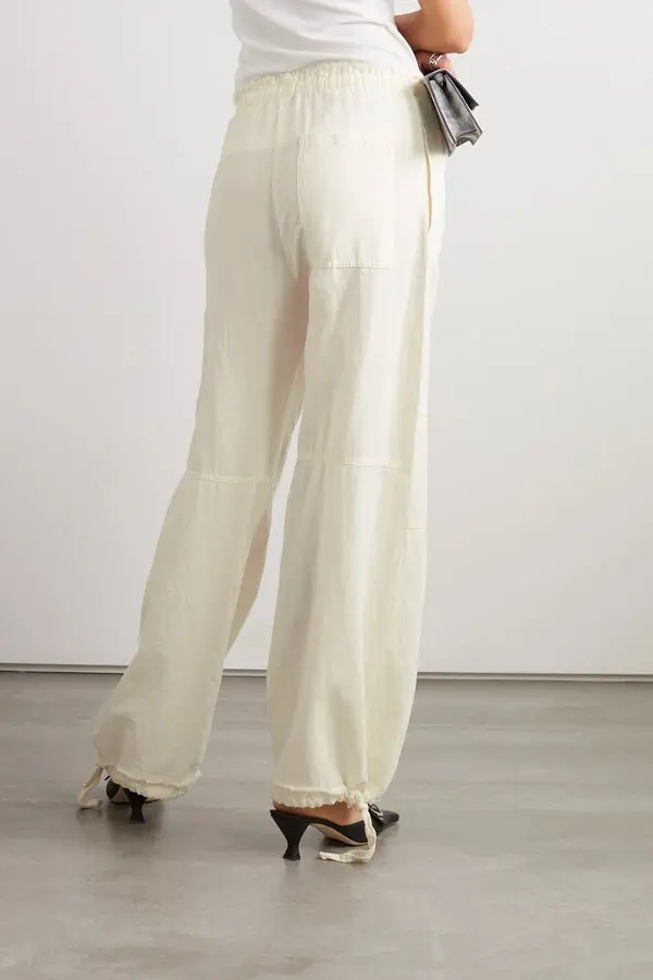 Acne Studios Cotton And Linen-blend Wide-leg Trousers With Frayed Trims