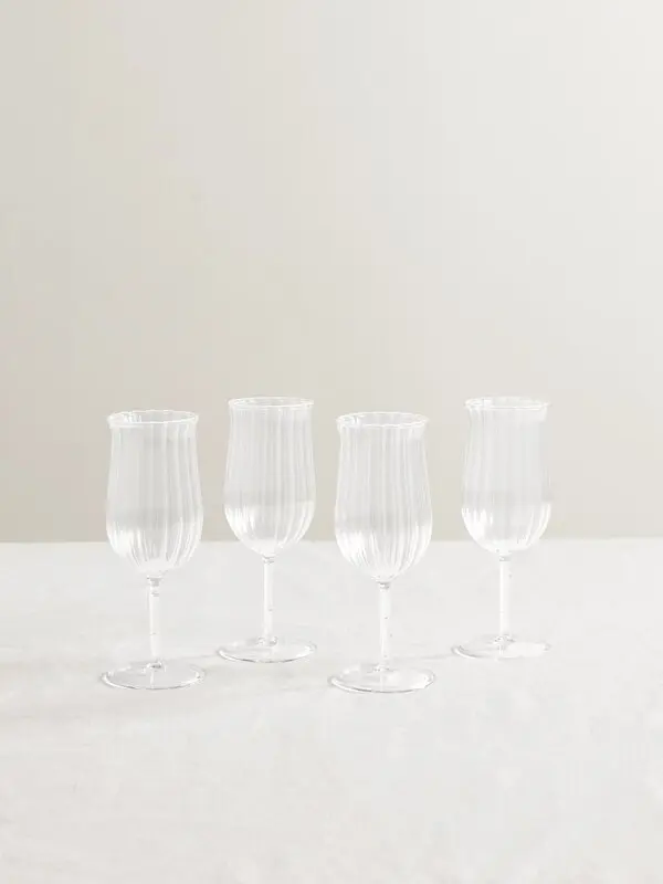SOPHIE LOU JACOBSEN Tulip Wine Glasses Set Of Four - Neutrals