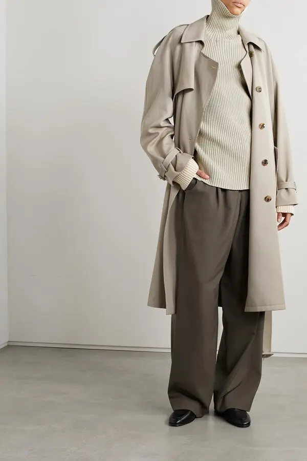 THE ROW Dua Two-tone Ribbed Cotton And Cashmere-blend Sweater - Neutrals