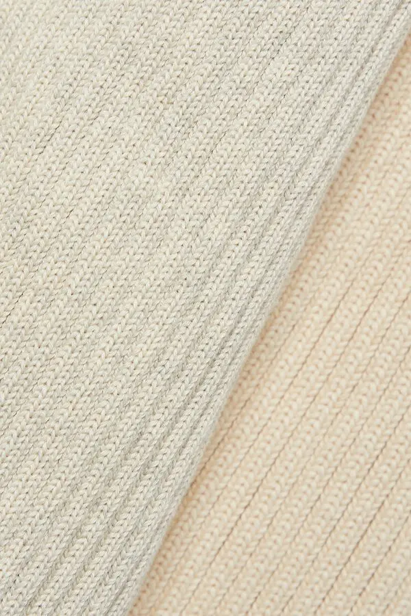 THE ROW Dua Two-tone Ribbed Cotton And Cashmere-blend Sweater - Neutrals