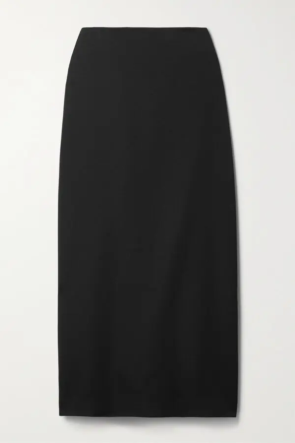 THE ROW Kassie Grain De Poudre Wool Midi Skirt